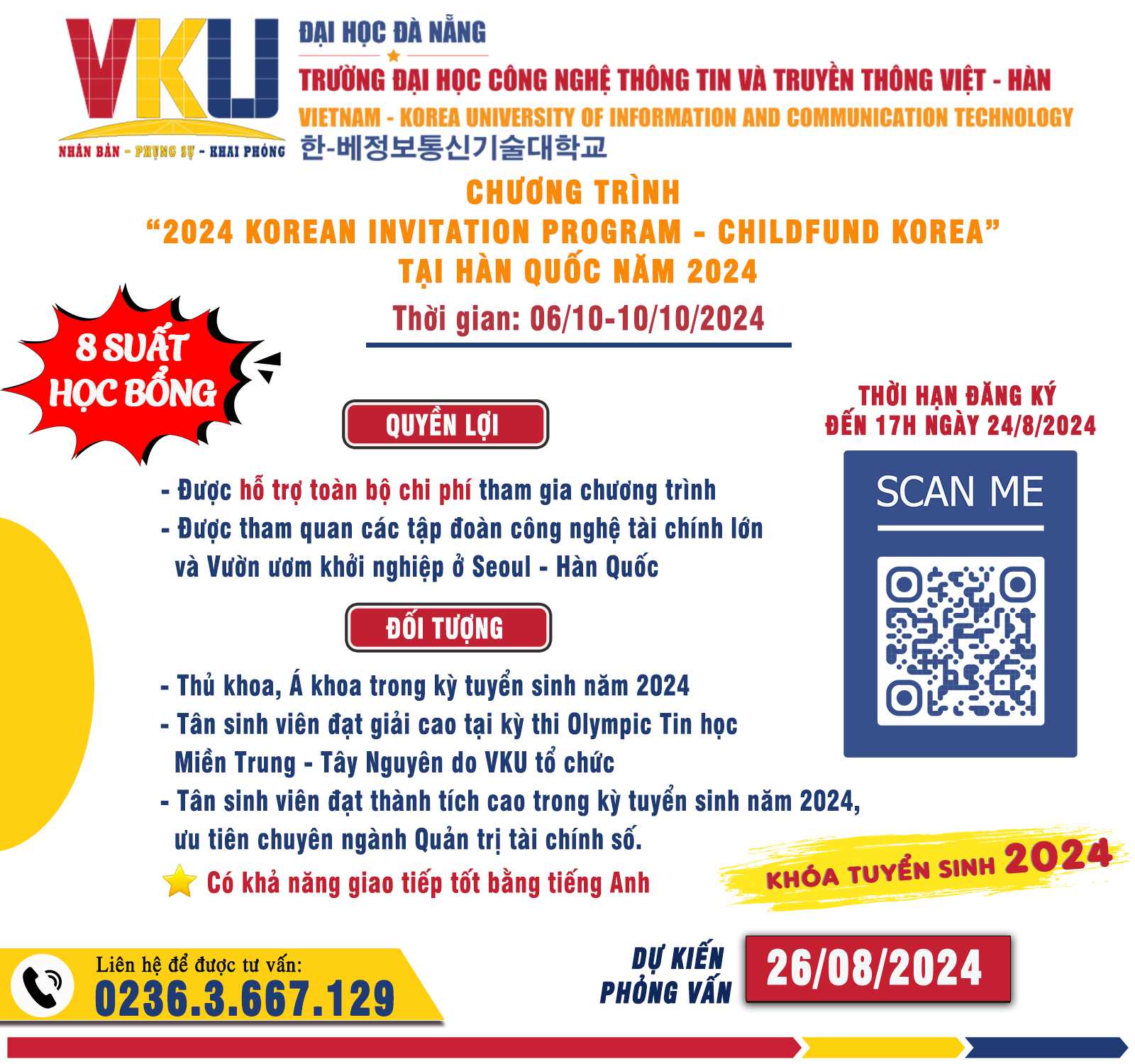VKU offers 8 special scholarships to new students of the 2024 class to participate in the "2024 ...
